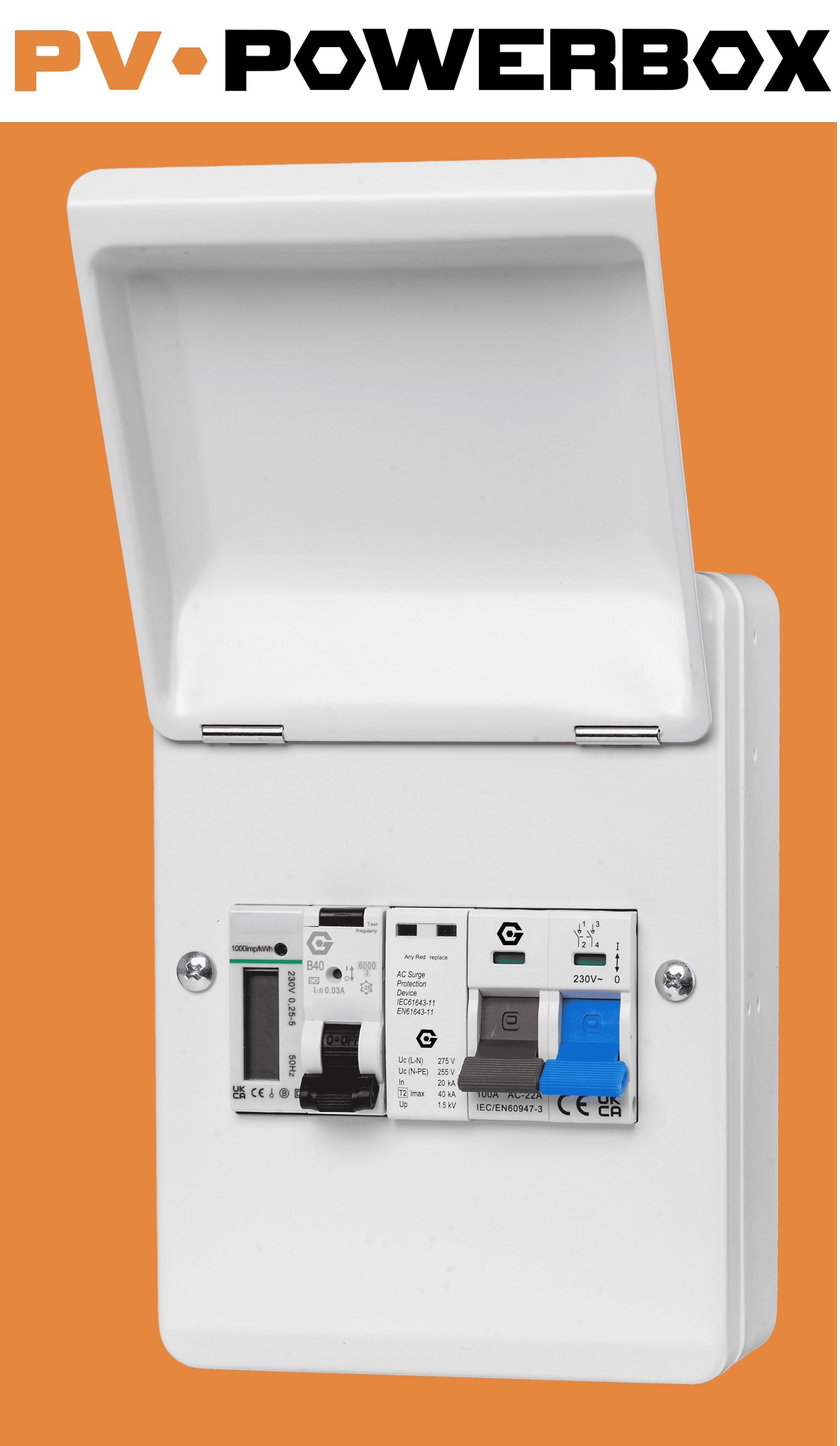 PV POWERBOX IP40 Metal Solar / EV Consumer Unit with Import/Export Met ...