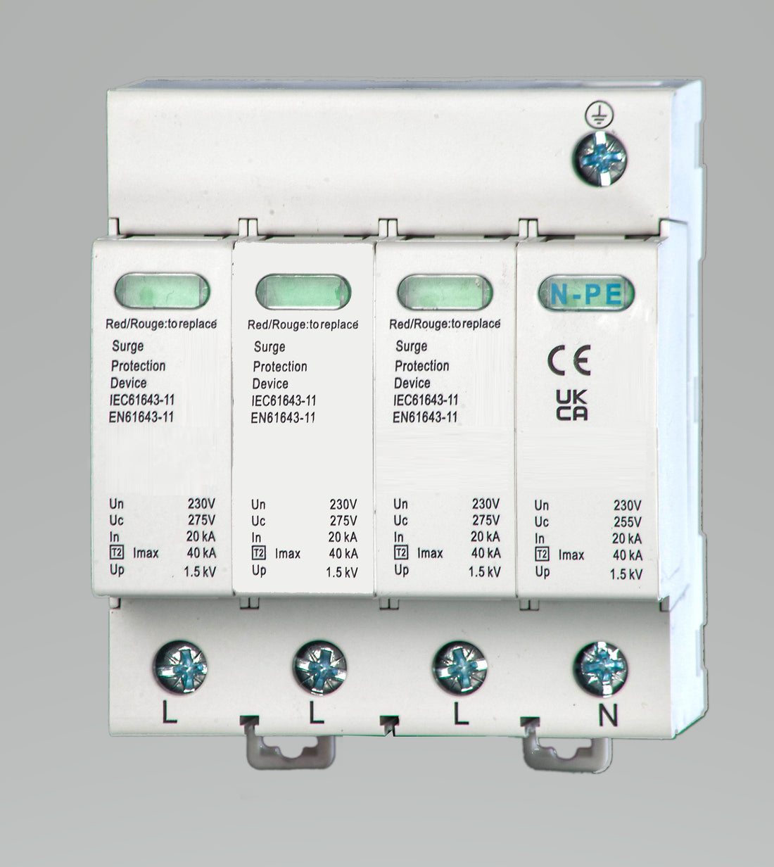 SURGE POWERBOX IP40 Metal 3-phase 8 way - 4P SPD + 4P 40A C Curve RCD ...